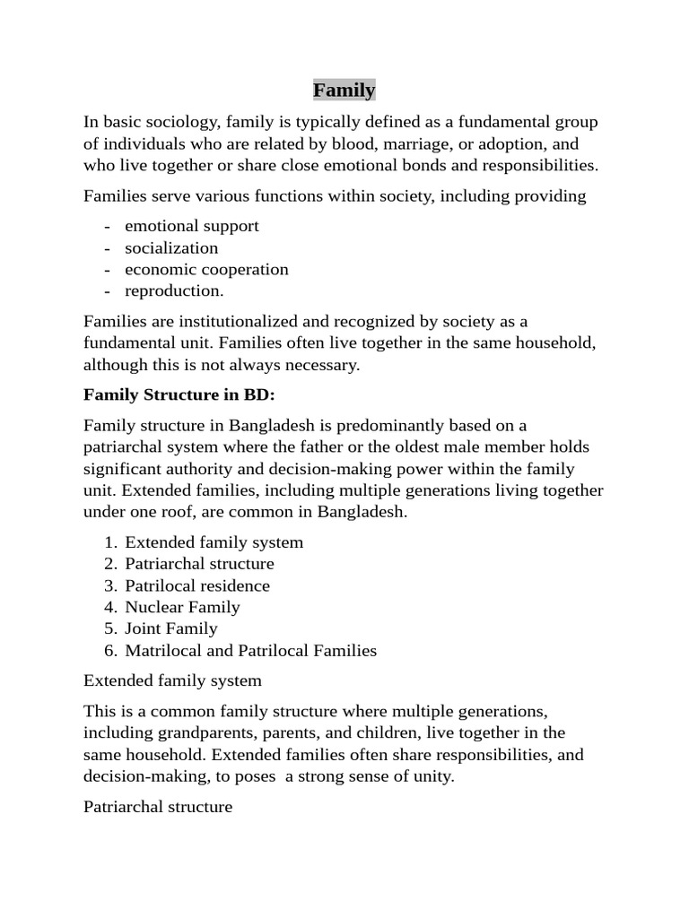 Structure of Family | PDF