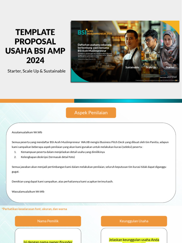 Template Proposal Usaha Bsi Amp 2024 | PDF