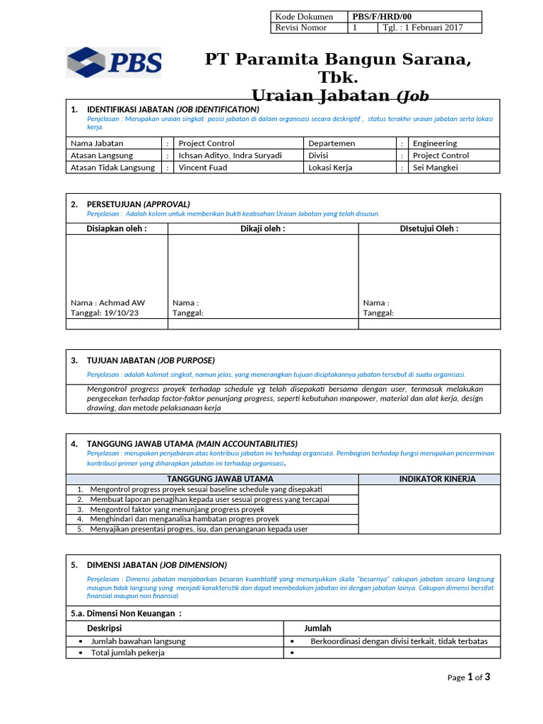 Form Jobdesc | PDF