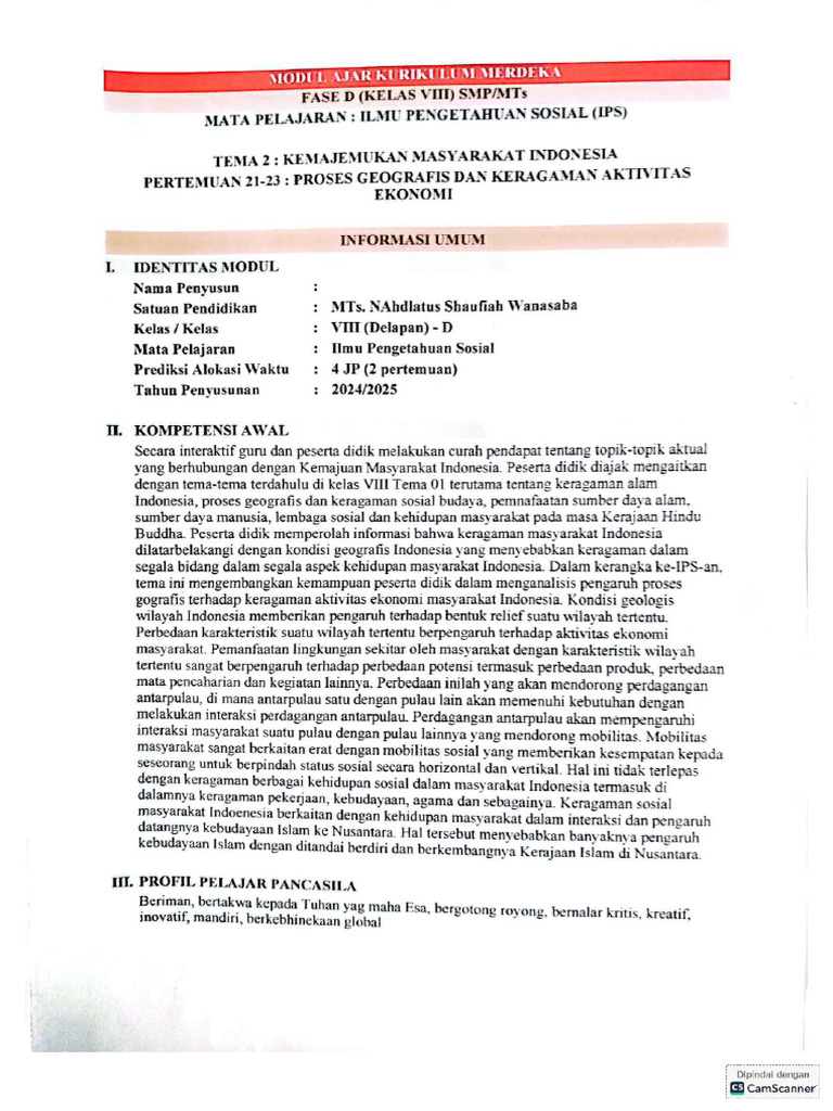 Modul Ajar IPS Kelas VIII - Compressed | PDF