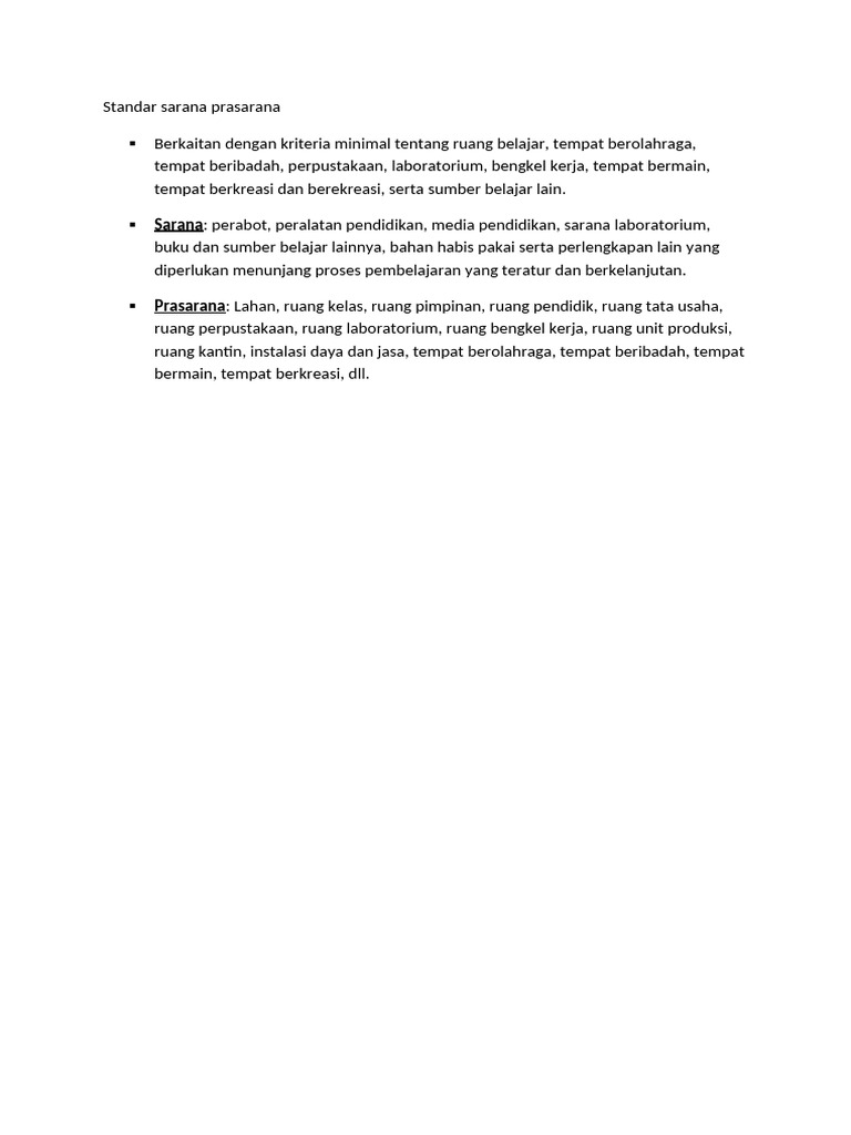 Pengertian Sarana Prasarana | PDF