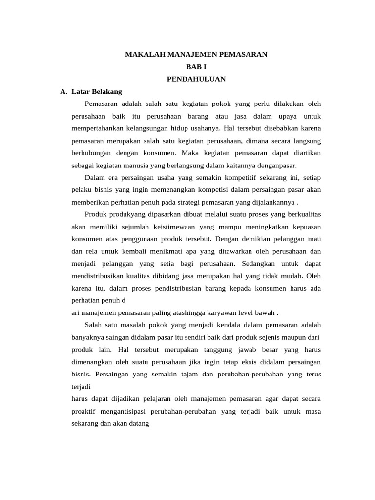 Makalah Manajemen Pemasaran | PDF