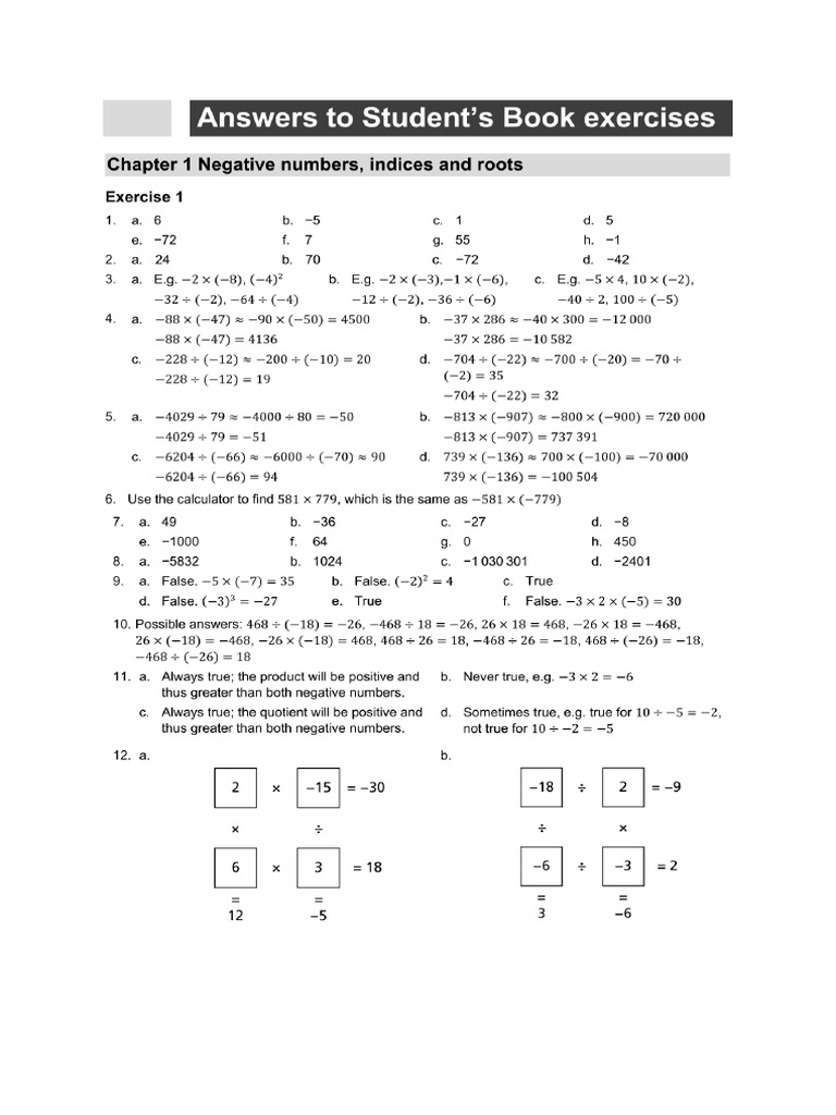 Student's Book Grade 7 Answer Key | PDF