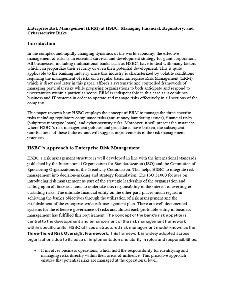 Enterprise Risk Management | PDF