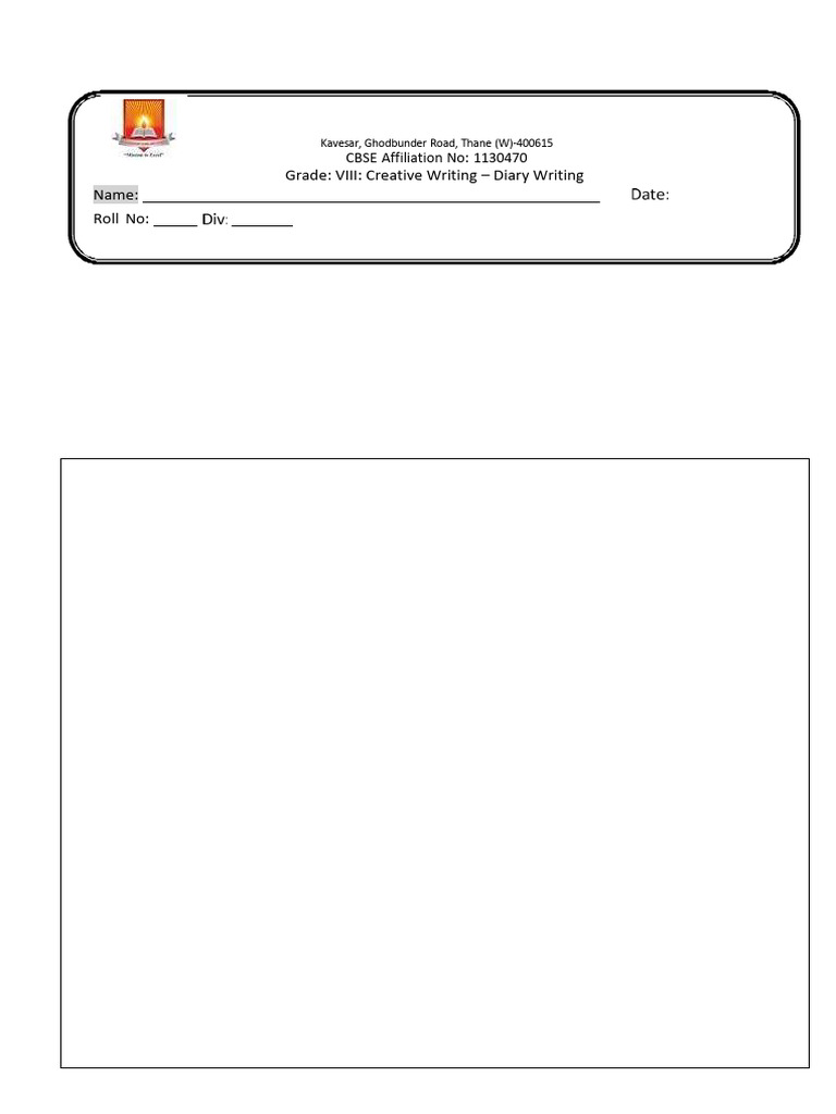 Grade 8 - Creative Writing-Diary Entry-24-25 | PDF | Poetry
