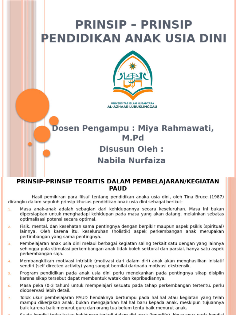 Prinsip - Prinsip Pendidikan Anak Usia Dini | PDF