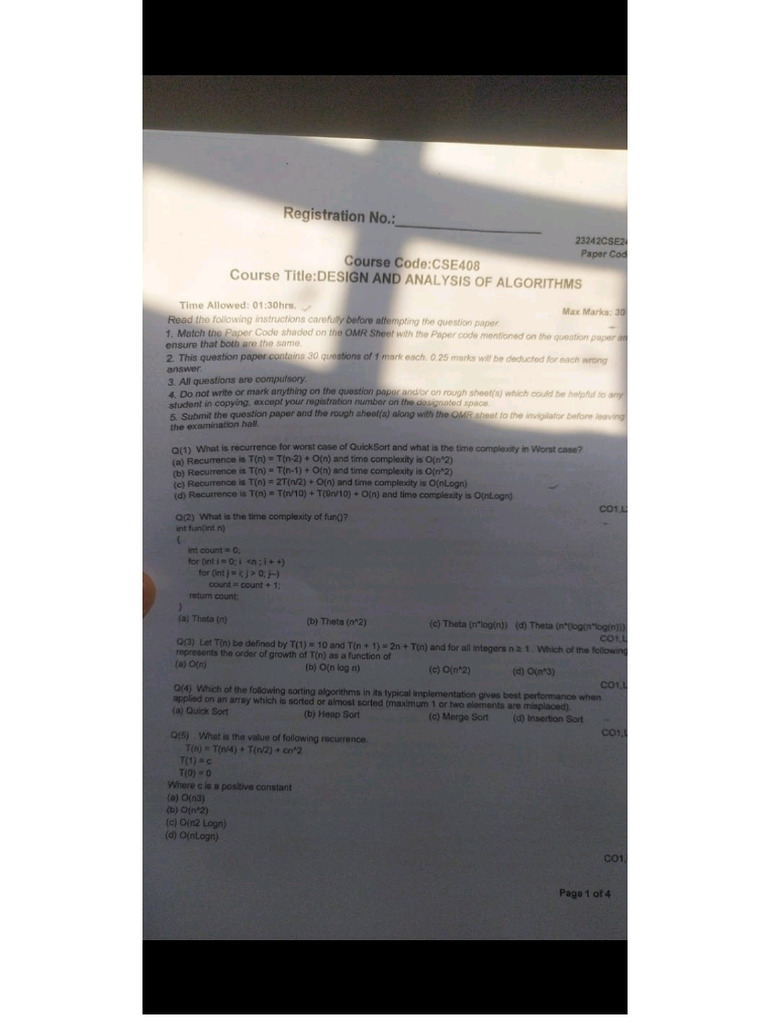 Daa (Mid Term Paper 1) | PDF