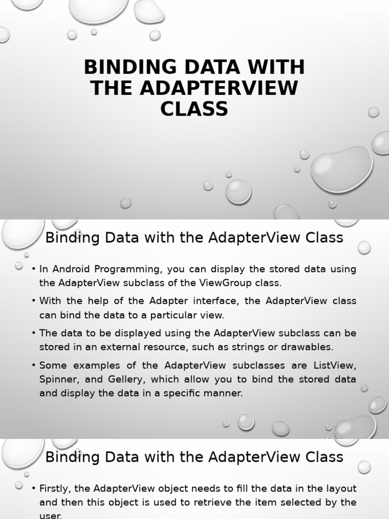 Binding Data With The AdapterView Class - New | PDF | Xml | Art