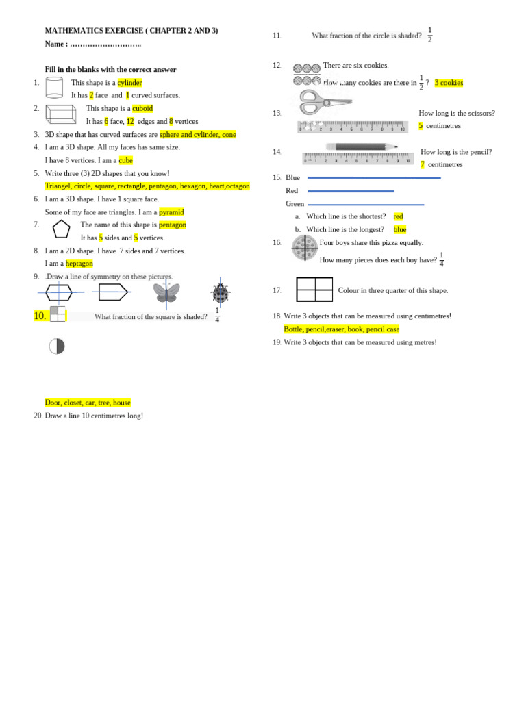 Math Exercise (Chapter 2 Dan 3) - 1 | PDF | Shape | Geometry