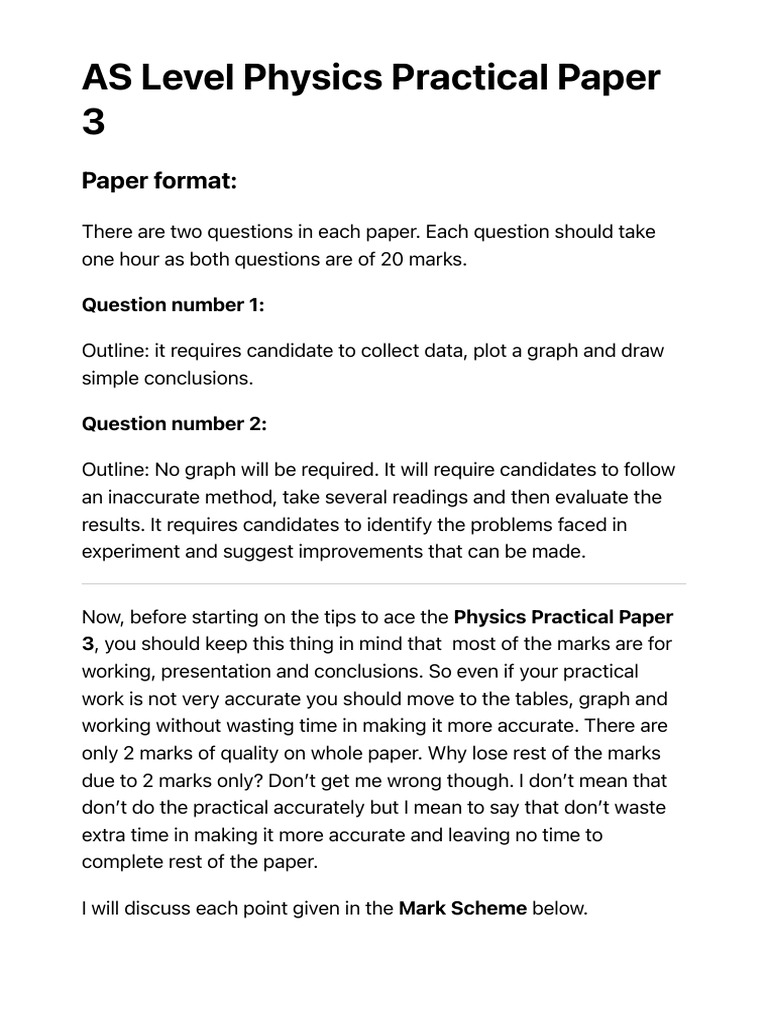 AS Level Physics Practical Paper 3 - GCE Guide 2 | PDF