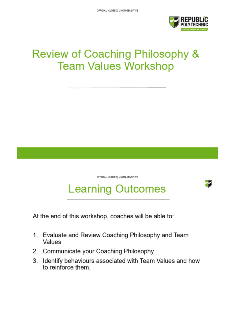 Review of Coaching Philosophy and Team Values | PDF