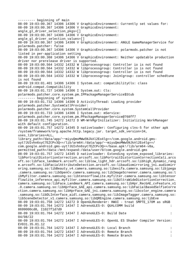 Polarmods - Patcher Logcat | PDF