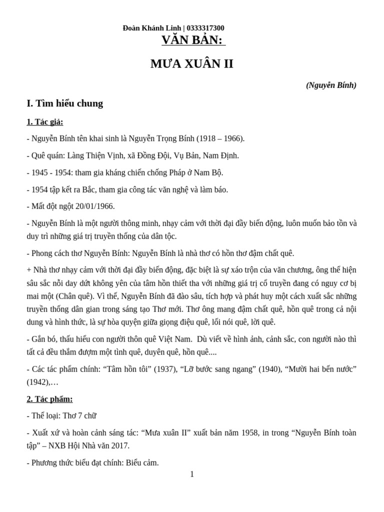 Văn B N 3 - Mưa Xuân Ii | PDF