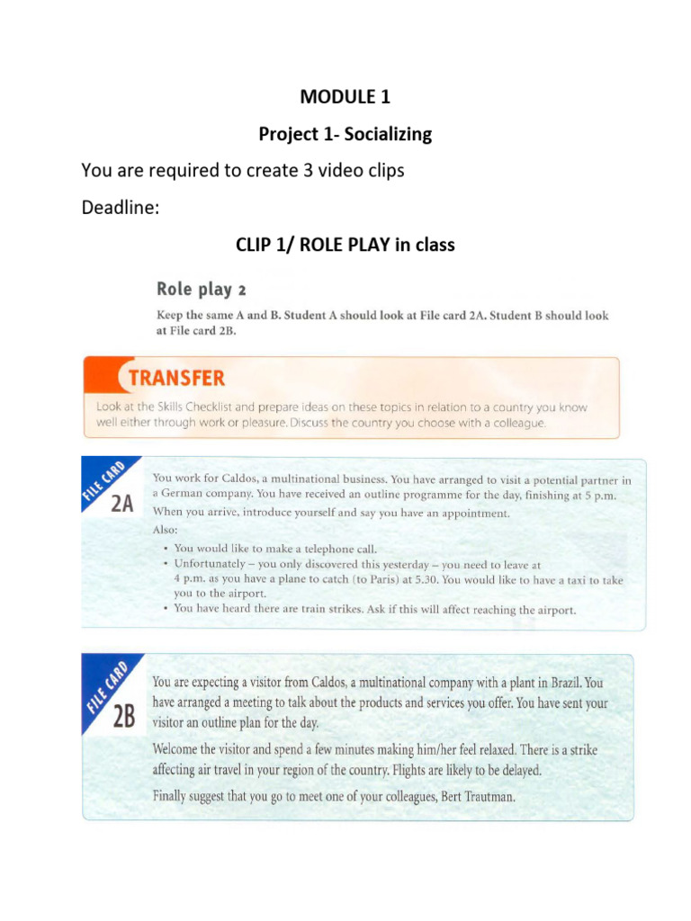 MODULE 1-Socializing - Project 1 | PDF