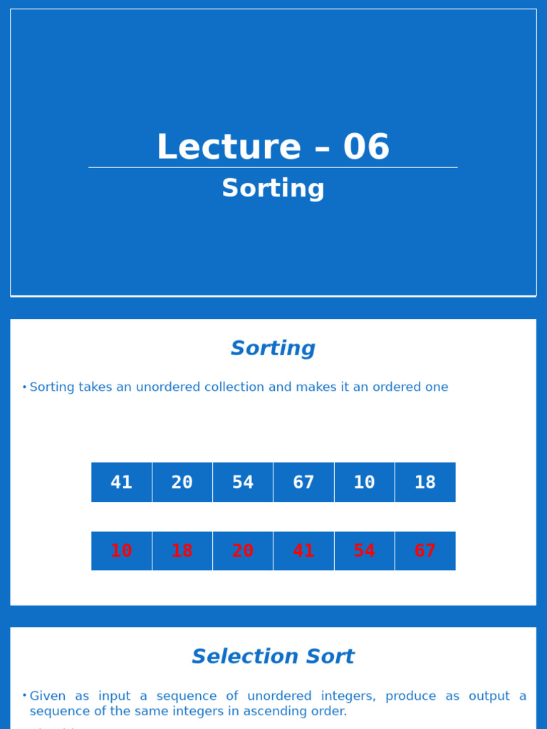 DSA - Lecture 06 - Sorting | PDF