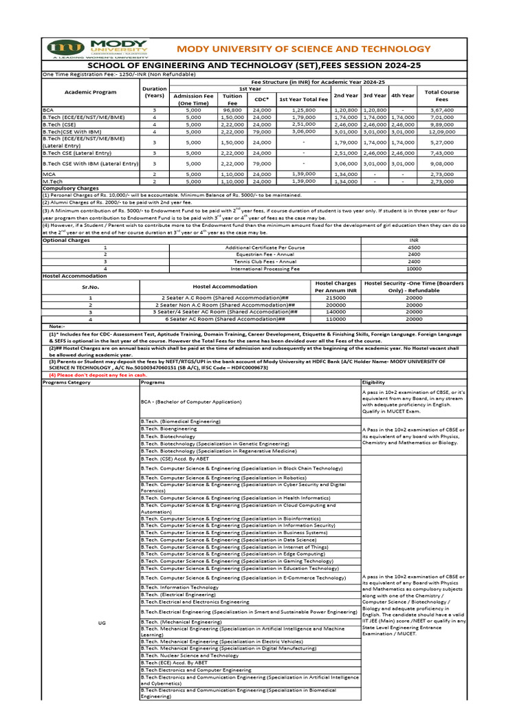 Fee Structure 2024-25 | PDF