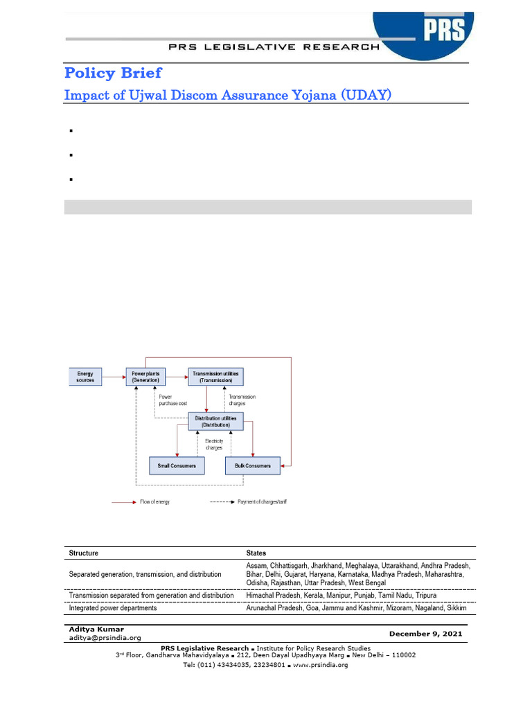 Policy Brief-Impact of UDAY | PDF