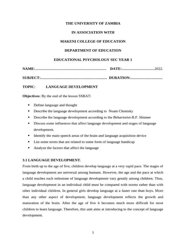 Language Development | PDF