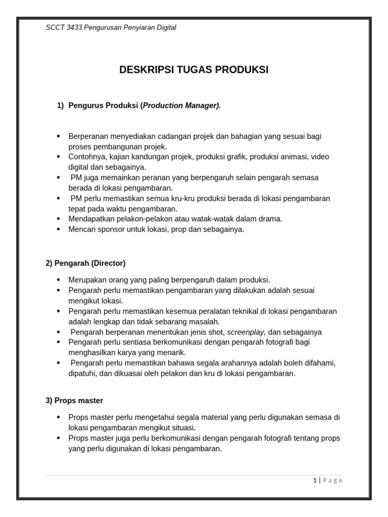 Kuliah 6a - Deskripsi Tugas Produksi | PDF