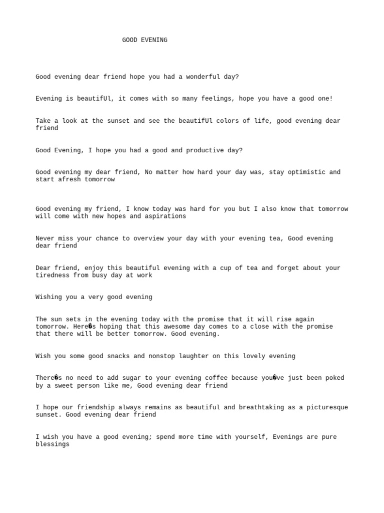 Good Evening | PDF