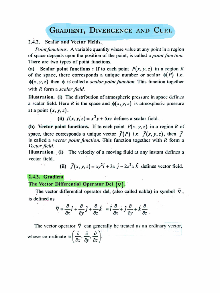 Gradient Divergence Curl1 | PDF