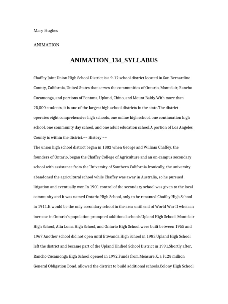 Animation 134 Syllabus | PDF