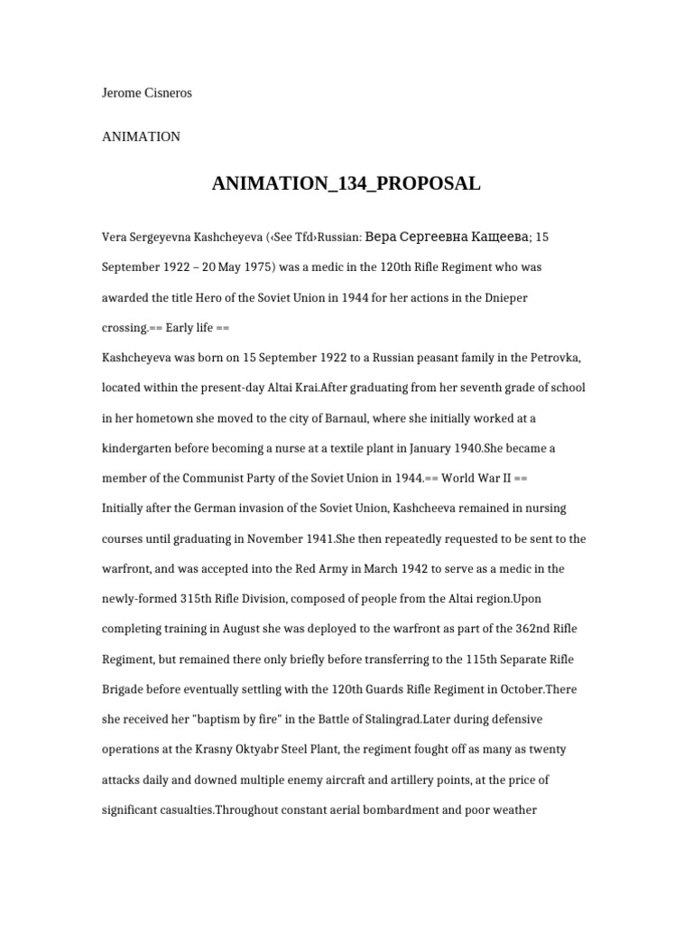 Animation 134 Proposal | PDF