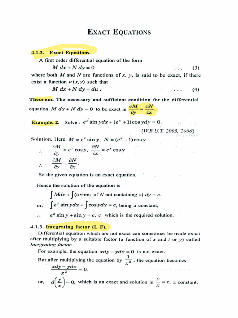 Exact Differential Equation1 | PDF