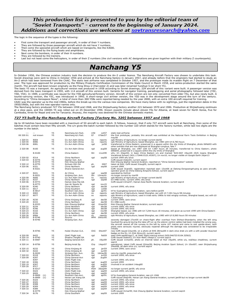 Nanchang Y5 | PDF | Aerospace | Aviation