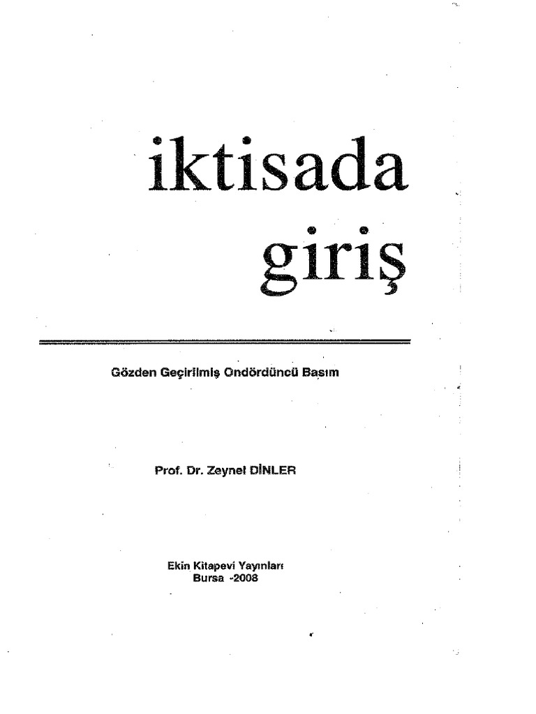 Iktisada Giris Zeynel Dinler Kitabi | PDF