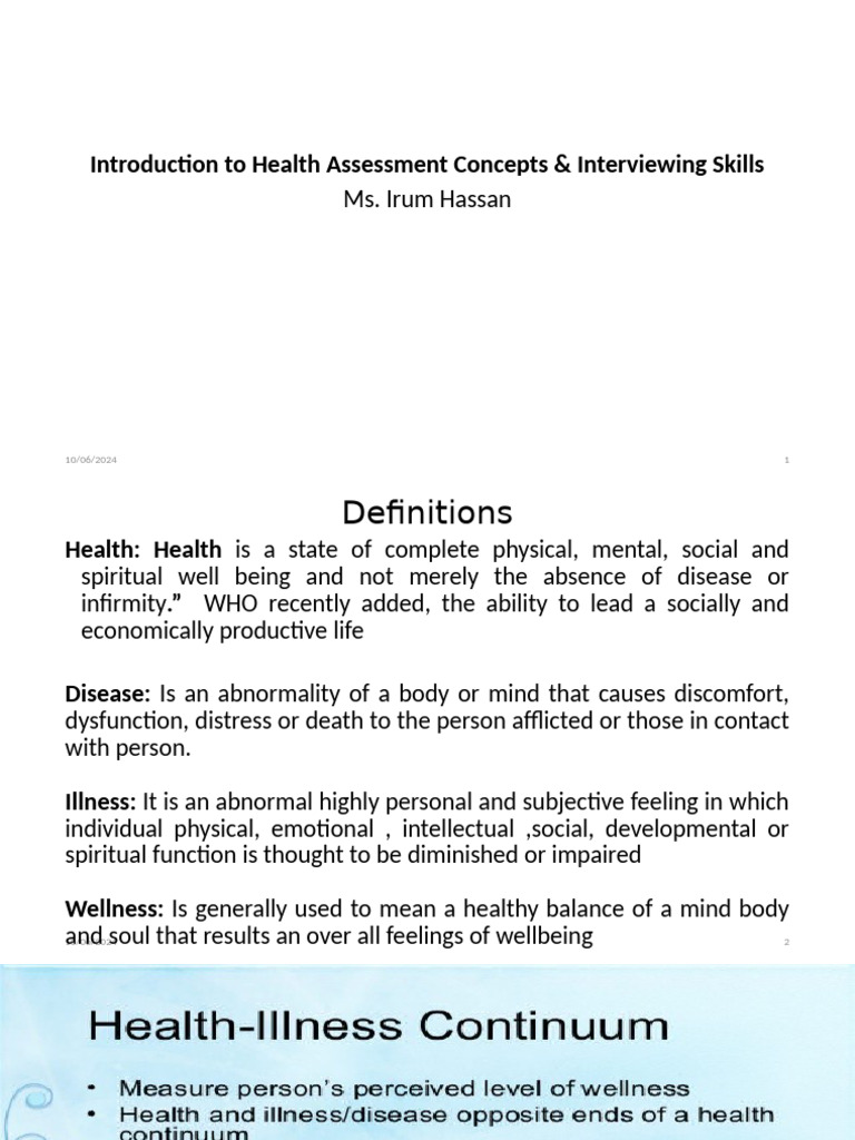 Unit 1 Introduction To Health Assessment Concepts | PDF | Medical ...