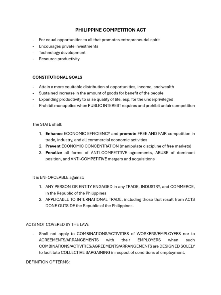 Competition Act Summary | PDF