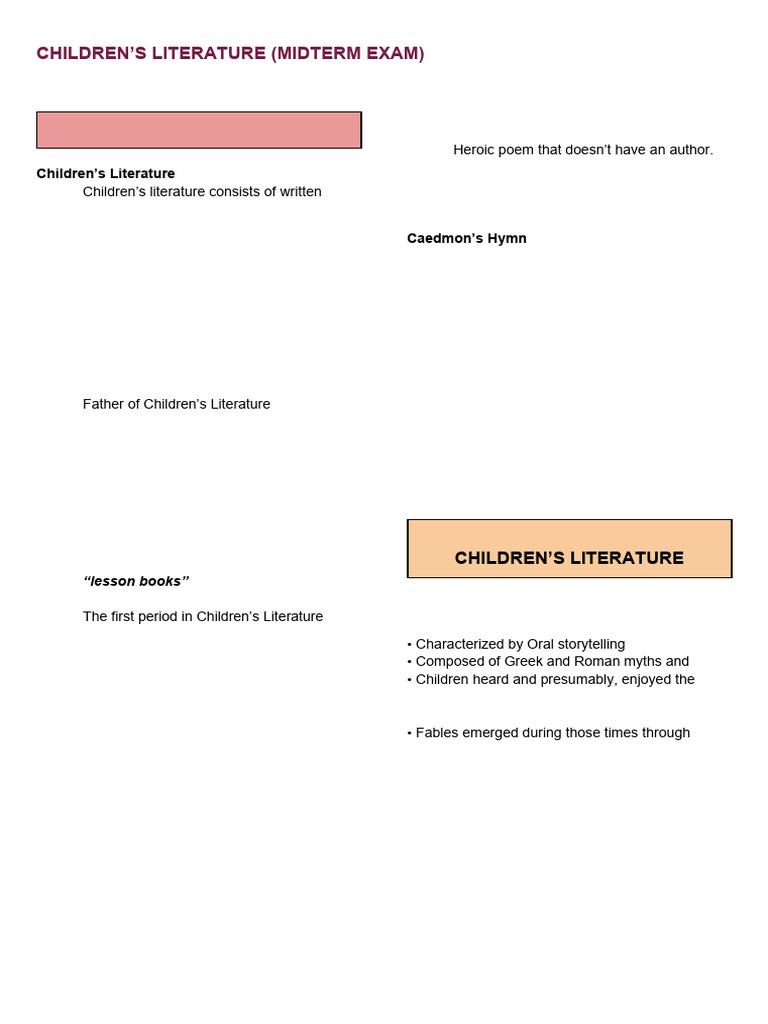 Children's Literature Reviewer Midterm | PDF