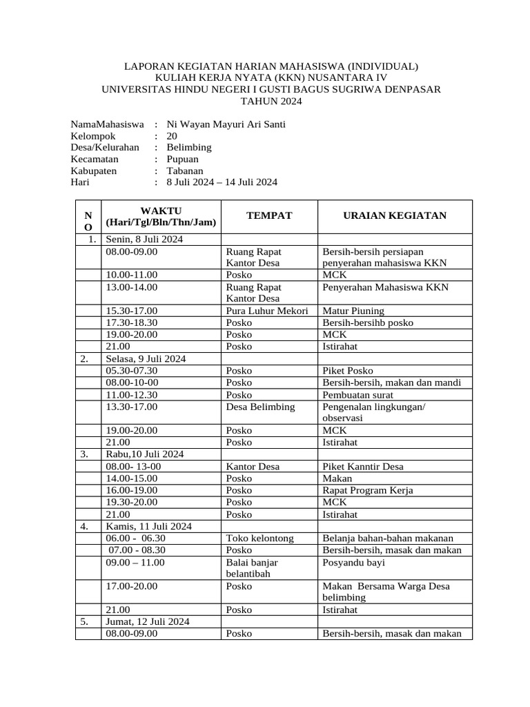 Laporan Minggu Ke III MAYURI | PDF