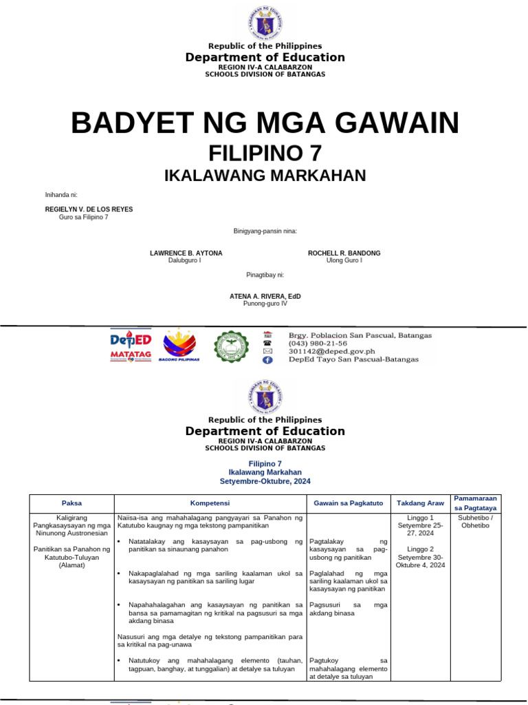 Badyet FIL7 Q2 24 25 2.0 | PDF
