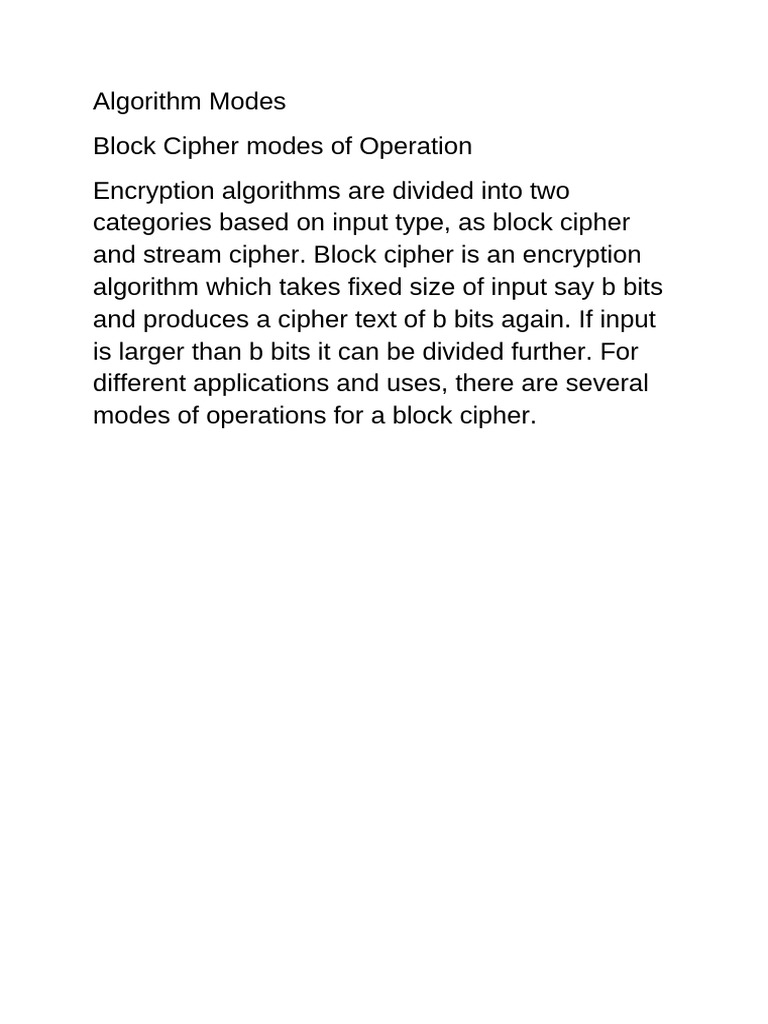 TYCS - Unit1 - Block - Cipher Modes - of - Operation | PDF