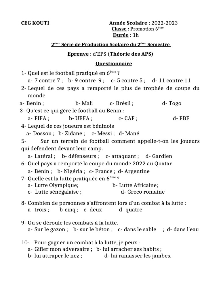 Dernier Devoir TAPS Second Semestre | PDF