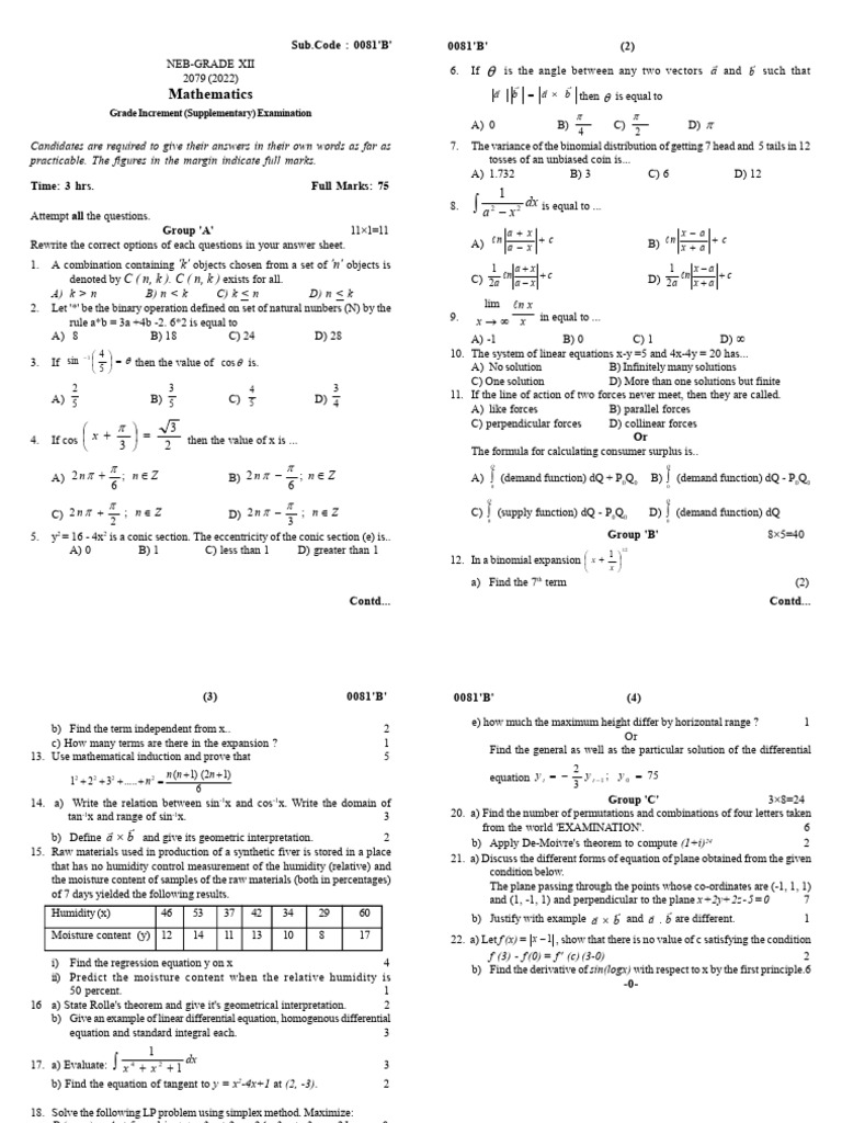 0081 Mathematics b | PDF