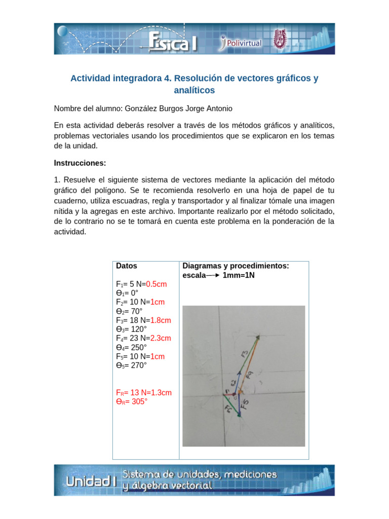 Resolución de Vectores: Métodos Gráfico y Analítico | PDF | Vector ...