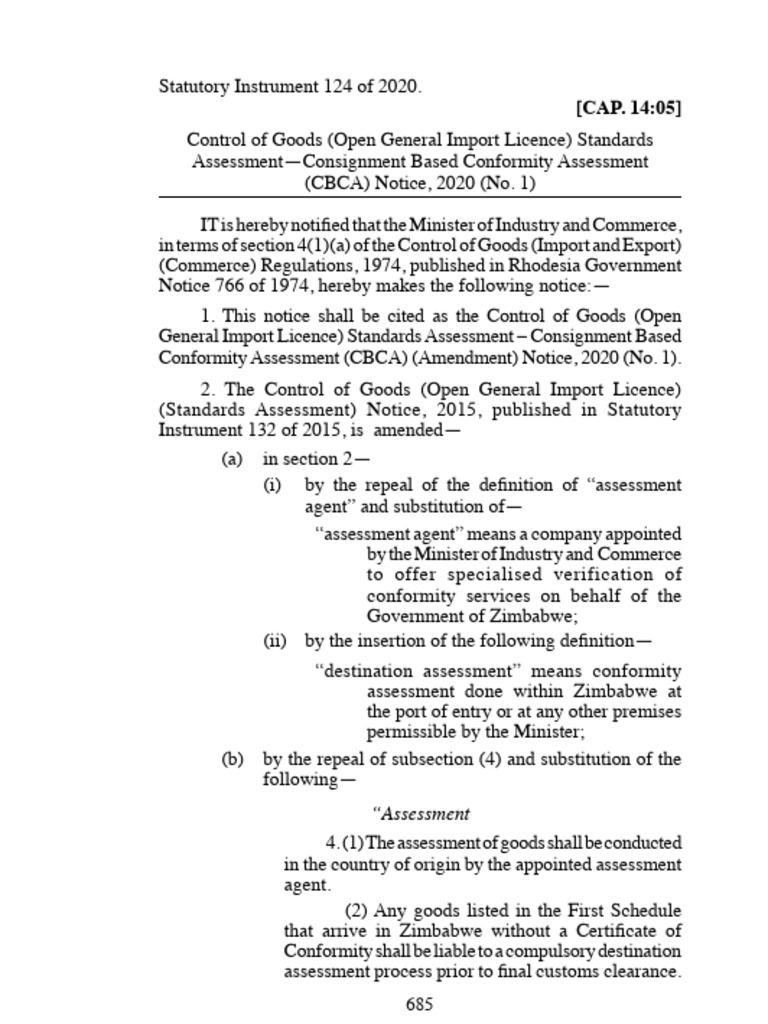 SI 2020-124 Control of Goods (Open General Import Licence) Standards ...