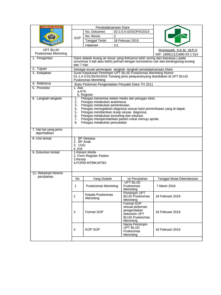 Sop Diare 2016 | PDF