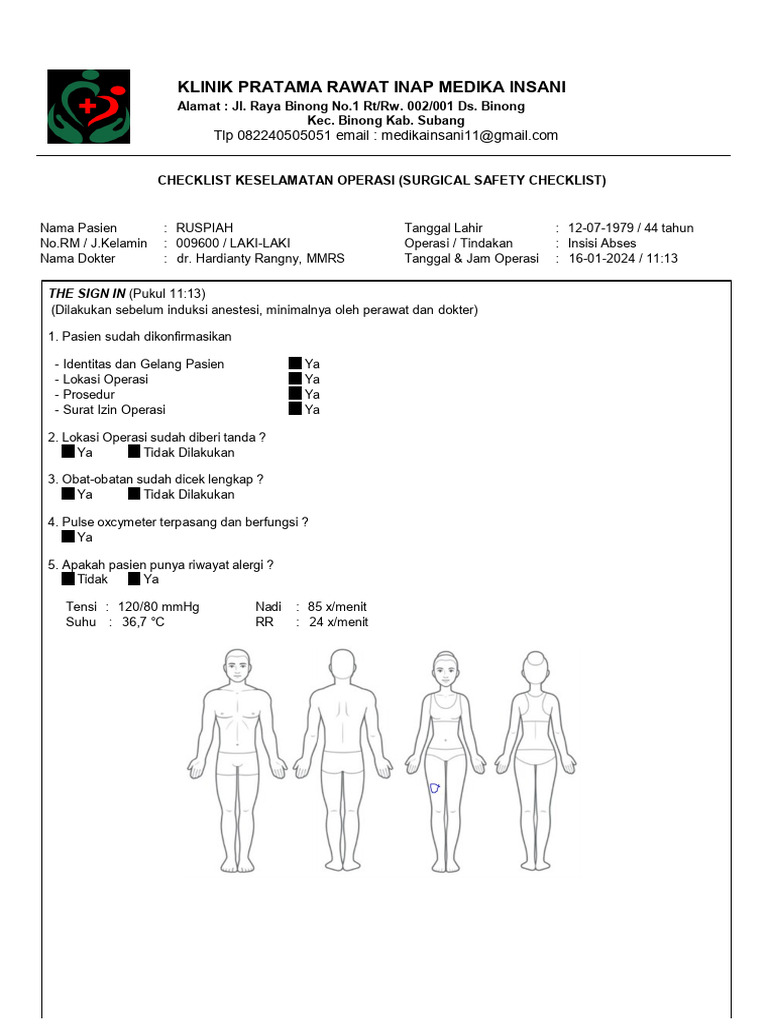 2.2.4 Checklist Keselamatan Operasi (Surgical Safety Checklist) | PDF