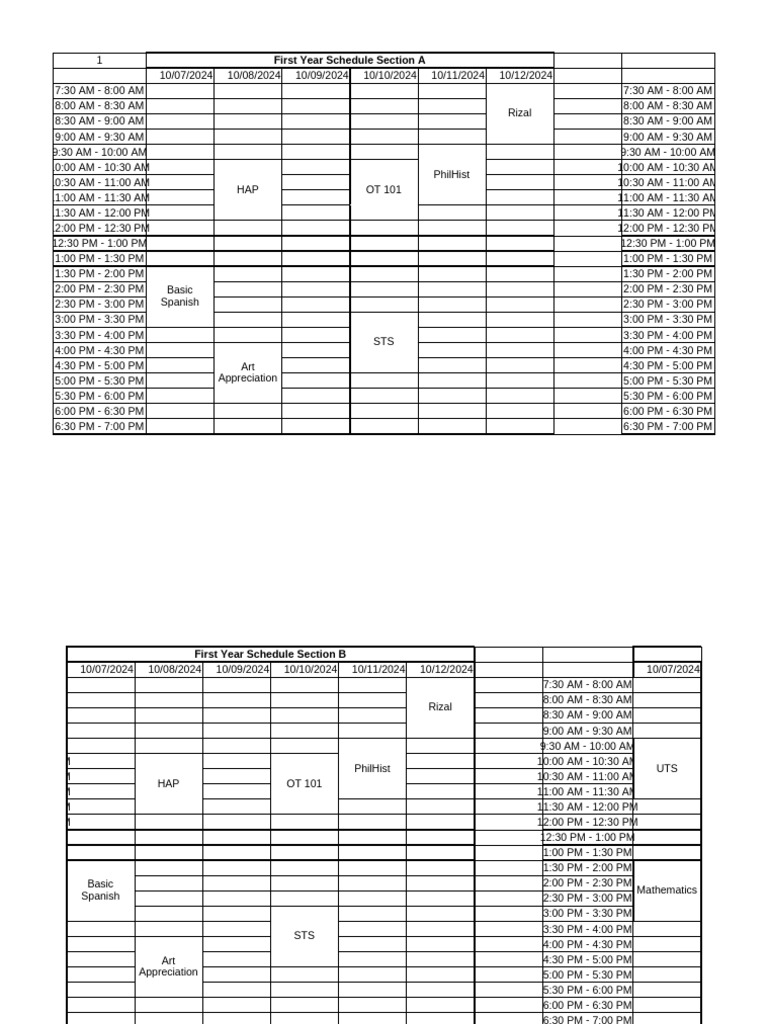 Major Exam Schedules 1st Sem AY 24 25 | PDF