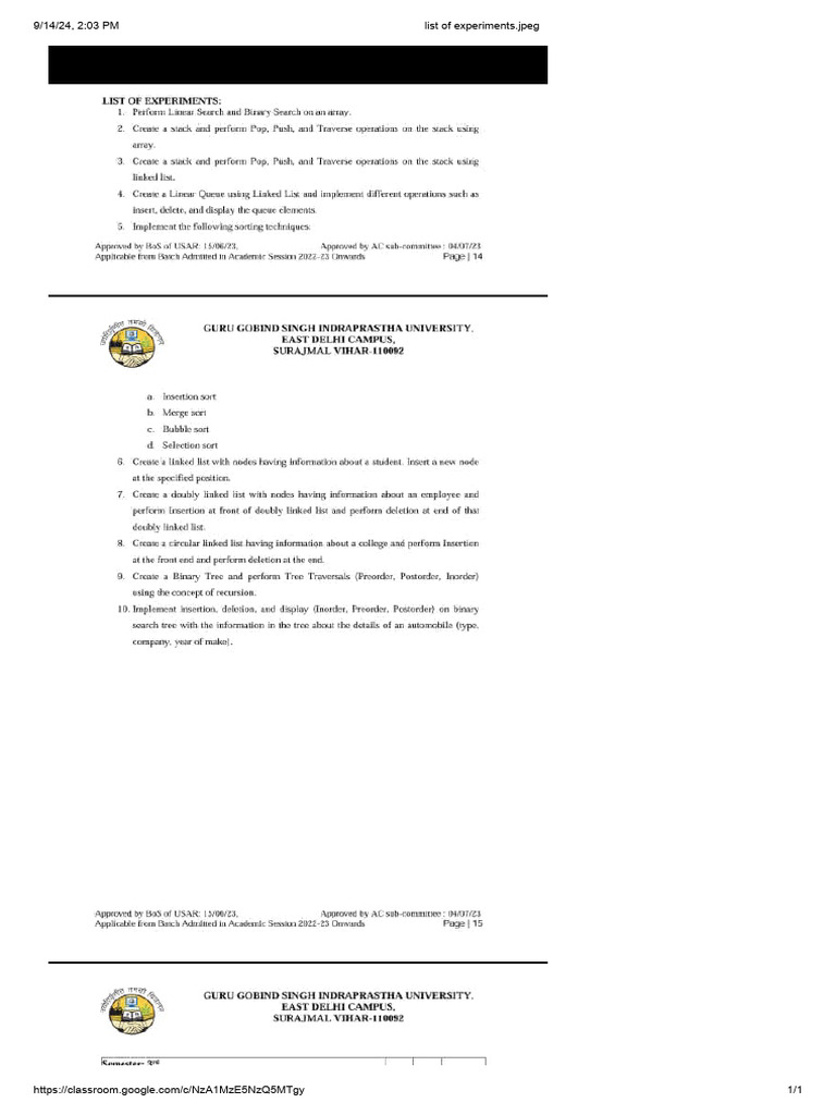 list of experiments | PDF