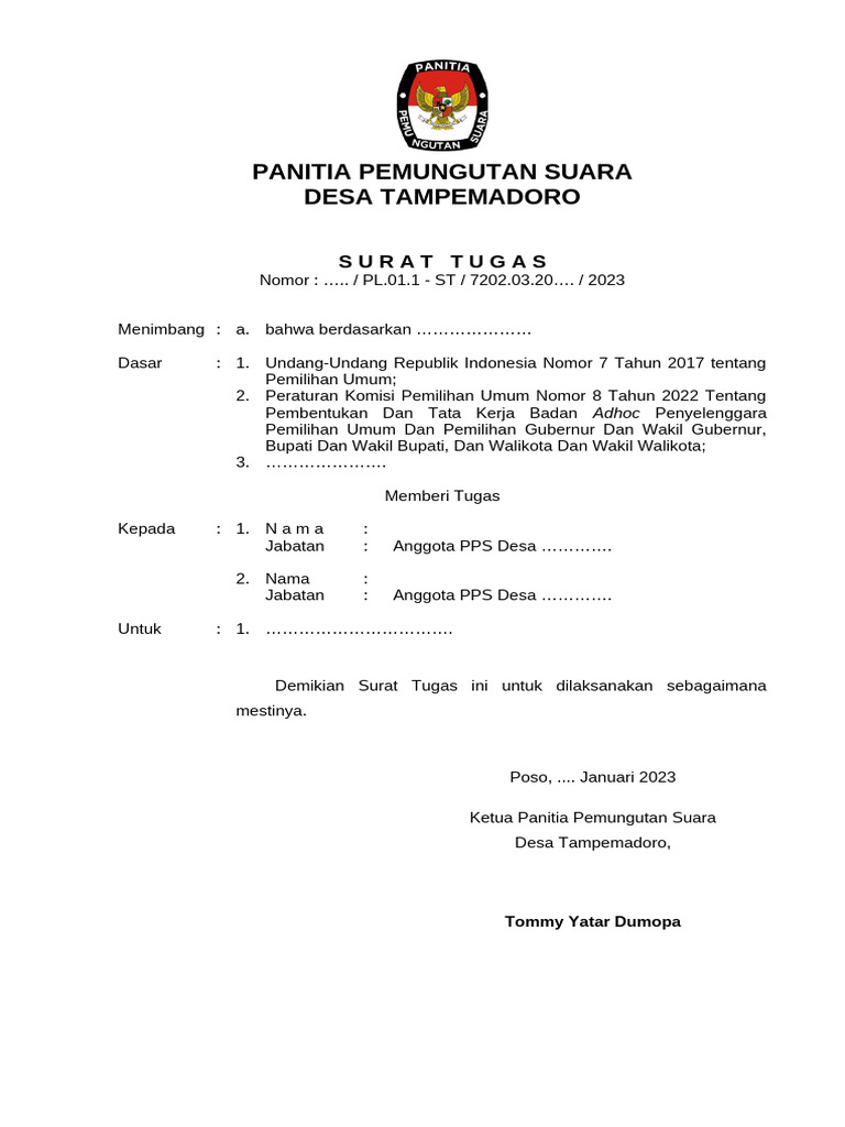 Blangko Surat Tugas PPS | PDF