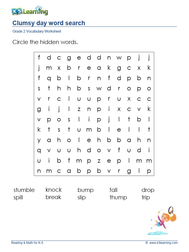 grade-2-clumsy-day-word-search-lowercase | PDF