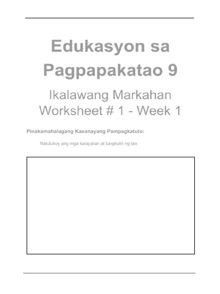 EsP Grade9 Quarter2 Week1 Worksheet1.1 5pages | PDF