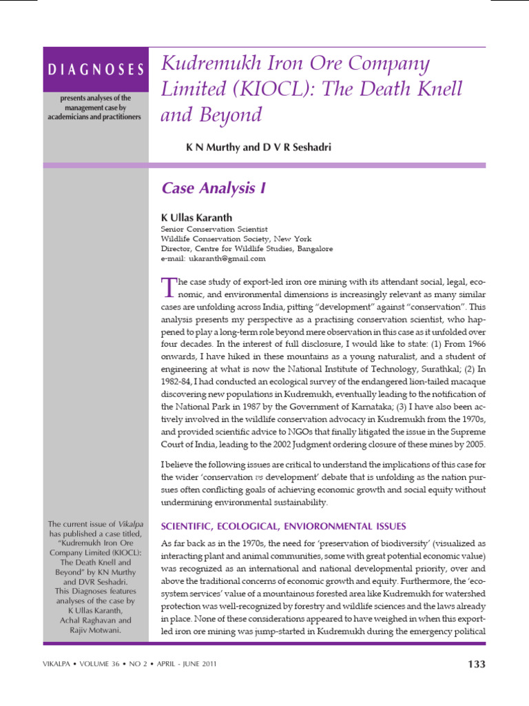 Kudremukh Iron Ore company case study | PDF