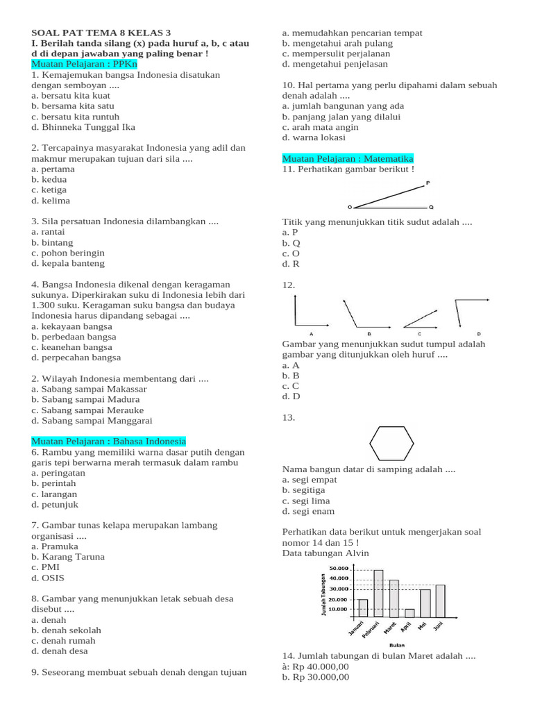 Soal Pat Tema 8 Kelas 3 | PDF