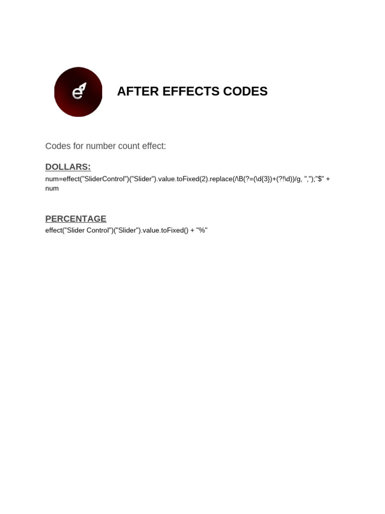 After Effects Codes | PDF